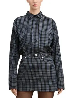 Derek Lam 10 Crosby Jacob Mini Plaid Mini Skirt - Navy/grey