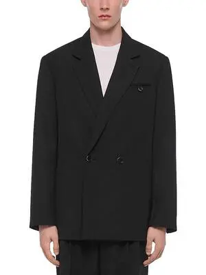 Helmut Lang Relaxed Fit Double Breasted Wool Jacket - Black
