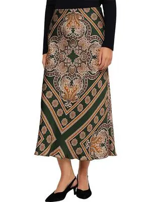 Karen Kane Printed Bias Cut Midi Skirt - Print