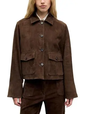 Gerard Darel Pola Suede Button Front Jacket - Cinnamon