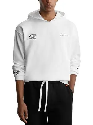 REISS Mclaren Cotton Heavyweight Relaxed Pullover Hoodie - White