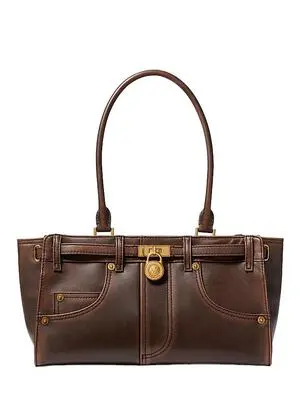 Michael Kors Hamilton Moderne East/west Leather Shoulder Tote - Chocolate