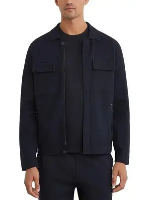 REISS Fleetwood Concealed Placket Pocket Zip Jacket - Navy