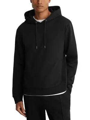 REISS Dane Interlock Jersey Hoodie - Black