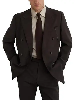 REISS Dream Tailored Fit Double Breasted Blazer - Chocolate