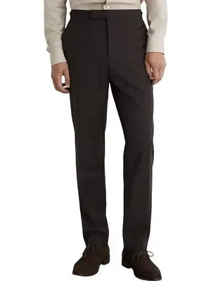 REISS Dream Tailored Fit Side Adjuster Suit Trousers - Chocolate