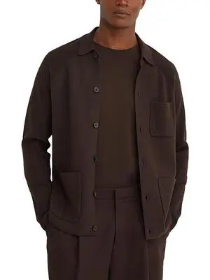 REISS Fitzwilliam Button Front Cardigan Chocolate