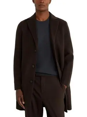 REISS Knight Epsom Wool Blend Coat - Dark Brown