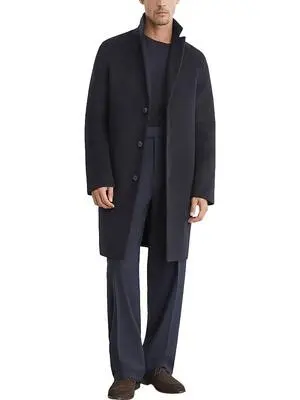 REISS Knight Epsom Wool Blend Coat - Navy