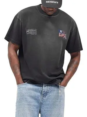 REPRESENT Eagle Flag Cotton Logo Graphic Crewneck T-shirt - Black