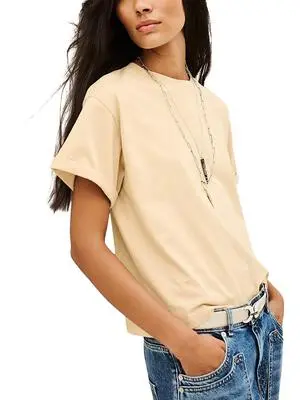 Ba&sh Rosie Crewneck Cotton Tee - Greige