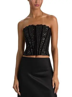 Alice + Olivia Cosette Strapless Corset Top - Black