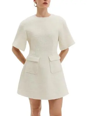 MALINA Rayna Boucle Mini Dress - Vanilla
