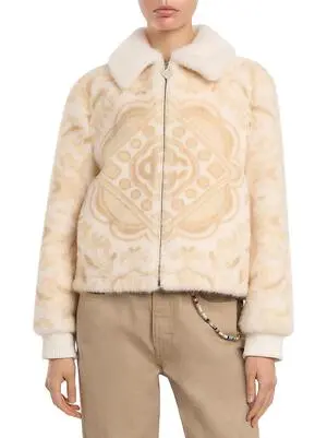 Casablanca Logo Print Faux Fur Jacket - Fur Carpet