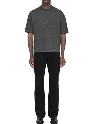 ALLSAINTS Axel Cotton Blend Relaxed Crewneck Stripe T-shirt - Grey/white