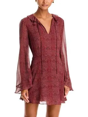Paige Elspeth Silk Mini Dress - Garnet Multi
