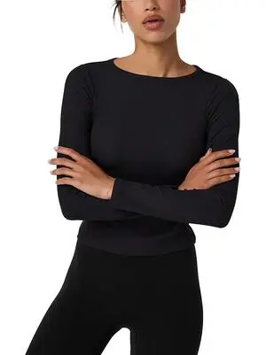 Vuori Pose Subtle Ribbed Long Sleeve Top - Solid Black