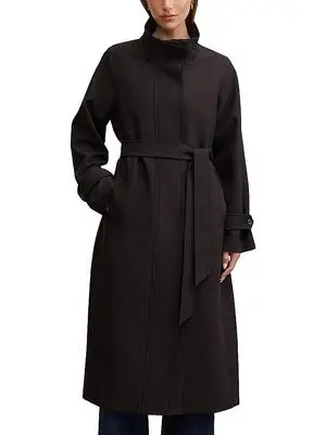 EVER NEW Florence Funnel Neck Trench Coat - Black