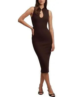 EVER NEW Frankie High Neck Keyhole Bodycon Dress Chocolate