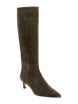 L'Agence Baxter Pointed Suede Boots - Olive Suede