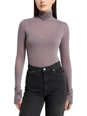 MARCELLA Eloise Sheer Turtleneck Top Anthracite