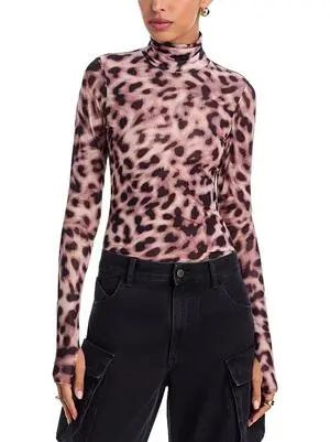 AFRM Zadie Fitted Mesh Top Warmth Leopard