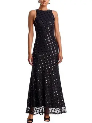 AFRM Berto Sequin Dot Mesh Maxi Dress - Noir