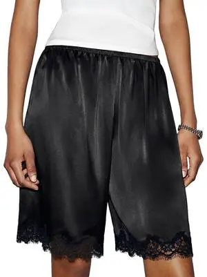 REFORMATION Clara Silk Bermuda Shorts - Black