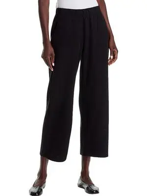 Eileen Fisher Cotton Knit Straight Ankle Pants - Black