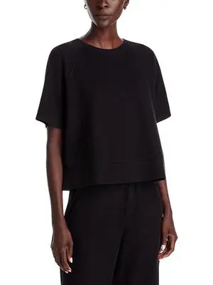 Eileen Fisher Cotton Crewneck Short Sleeve Tee - Black