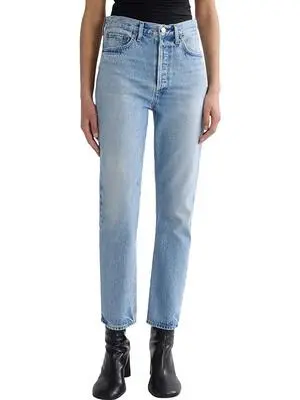 AGOLDE Riley High Rise Straight Crop Jeans In Steam - Stream