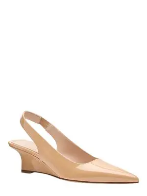 STUART WEITZMAN Vinnie Patent Leather Slingback Pumps - Adobe