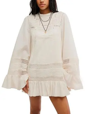 Free People Better Horizons Cotton Mini Dress - Toasted Egg