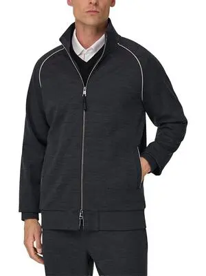 Boggi Milano Wool Blend Diagonal Full-zip Sweatshirt - Charcoal