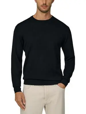 Boggi Milano Extrafine Merino Wool Crew Neck Jumper - Black