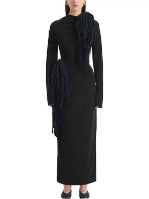 Altuzarra Garland Fringe Trim Dress - Black