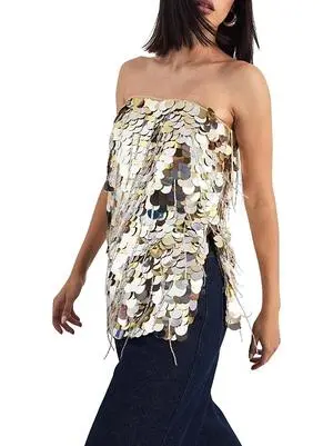 Nasty Gal Disc Tassel Bandeau Top - Gold