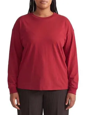 Universal Standard Plus Long Sleeve Relaxed Tee Garnet