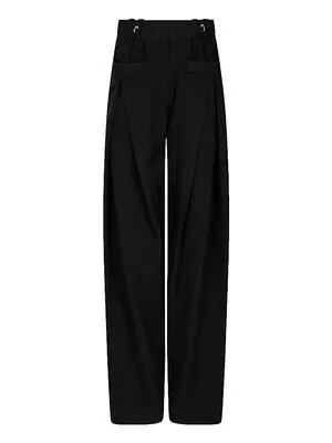 Rabanne Wool Stretch Straight Leg Pants - Black