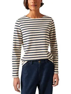 Saint James Meridame Ii Breton Cotton Long Sleeve Tee - Land/ecru