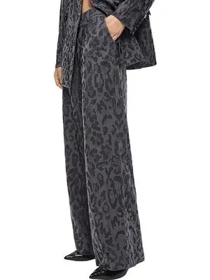 Pinko Rhinestone Pattern Straight Leg Pants - Ghost Grey