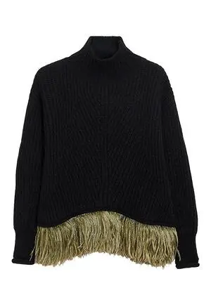 La DoubleJ High Kick Feather Trim Sweater - Solid