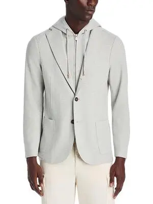 Eleventy Textured Jersey Jacket With Removable Hood - Light Grey