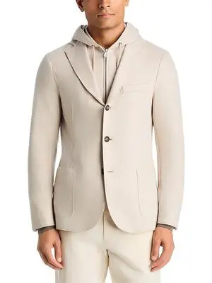 Eleventy Single Breasted Hooded Jacket - Sand