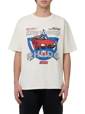 R H U D E Desert Crest Cotton Crewneck Logo T-shirt - Silver