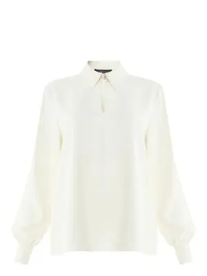 EXQUISE Jazmin Long Sleeve Blouse - White
