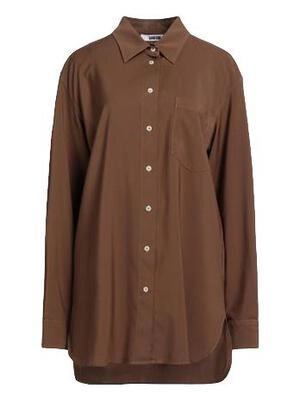 GRIFONI Woman Shirt Brown Size 4 Virgin Wool