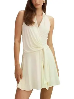 EVER NEW Aaliyah Wrap-front Halter-neck Mini Dress