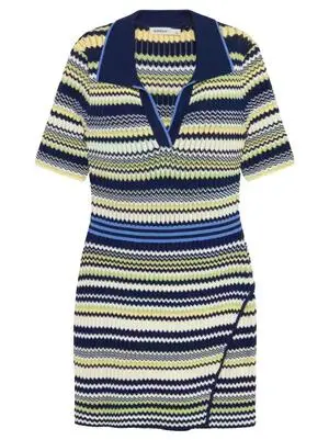 Simkhai Lira Chevron-knit Mini Polo Dress - Blue