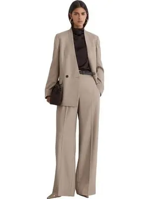 REISS Juniper Wool-blend Wide-leg Suit Trousers - Neutral